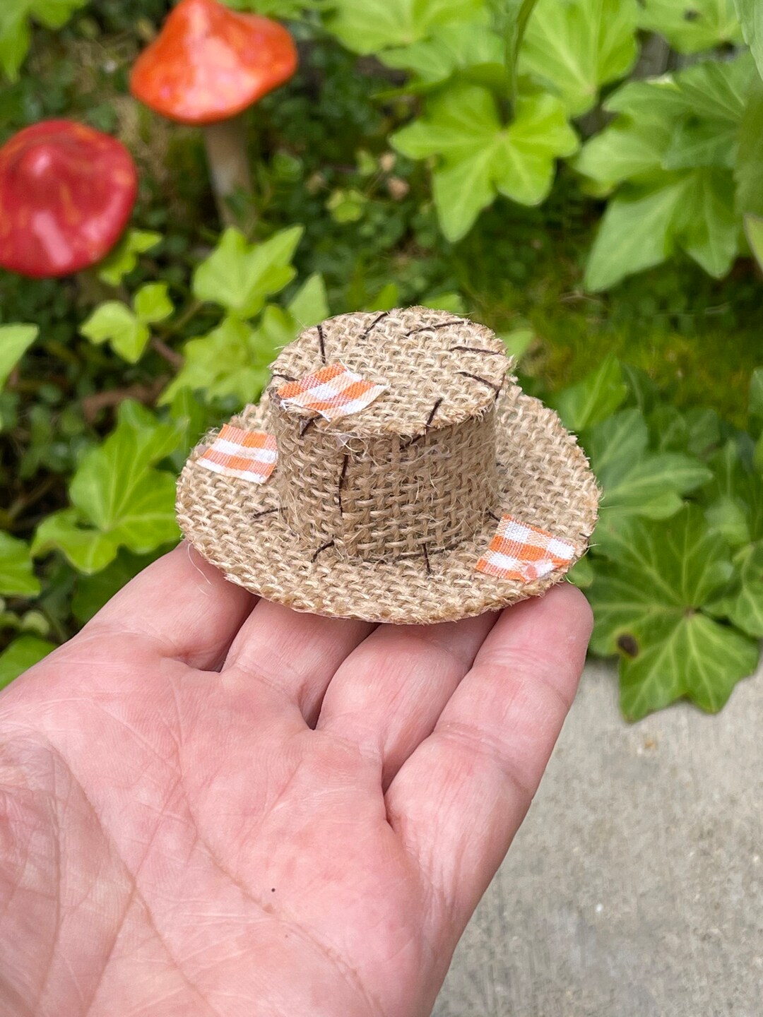 Miniature Scarecrow Hat, Burlap Hat, Doll Hat, Fall Miniatures, Tiered ...