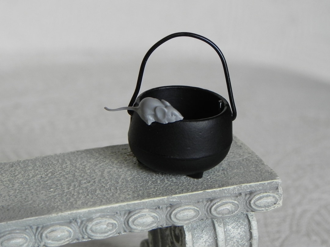 Miniature Cauldron, Halloween, Kettle, Tiny Mouse, Fairy Garden ...