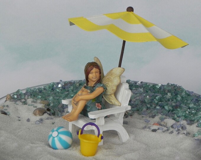 Fairy Garden Beach Set, Miniature Adirondack Chair, Beach Umbrella ...