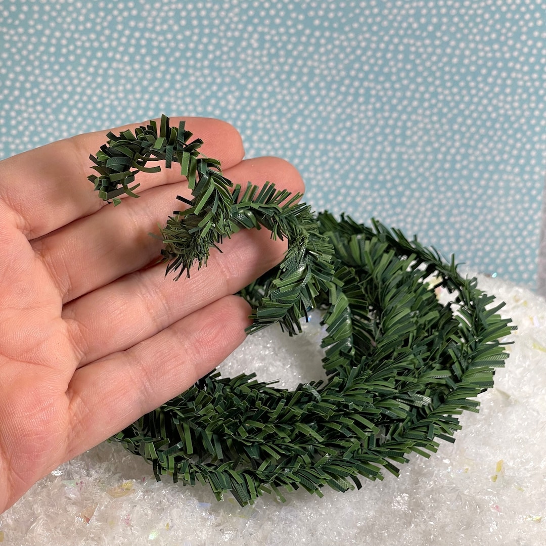Miniature Garland, Artificial Canadian Pine Wired Roping, Dollhouse ...