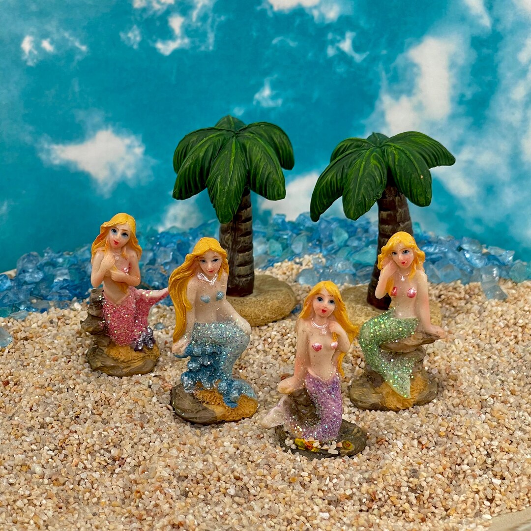 Miniature Mermaid Fairy Garden Accessory, Miniature Palm Trees, Mini ...