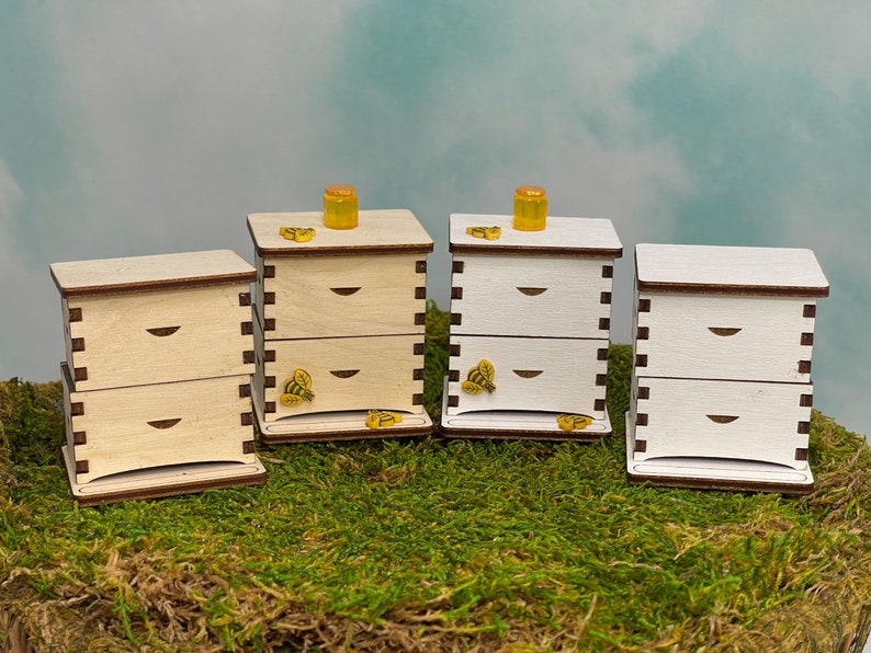ONE Miniature Bee Hive, Miniature Beehive, Miniature Honey Jar, Bee ...
