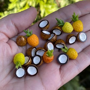 Miniature Coconut Pineapple Tropical Fruit, Dollhouse Food NON-EDIBLE ...