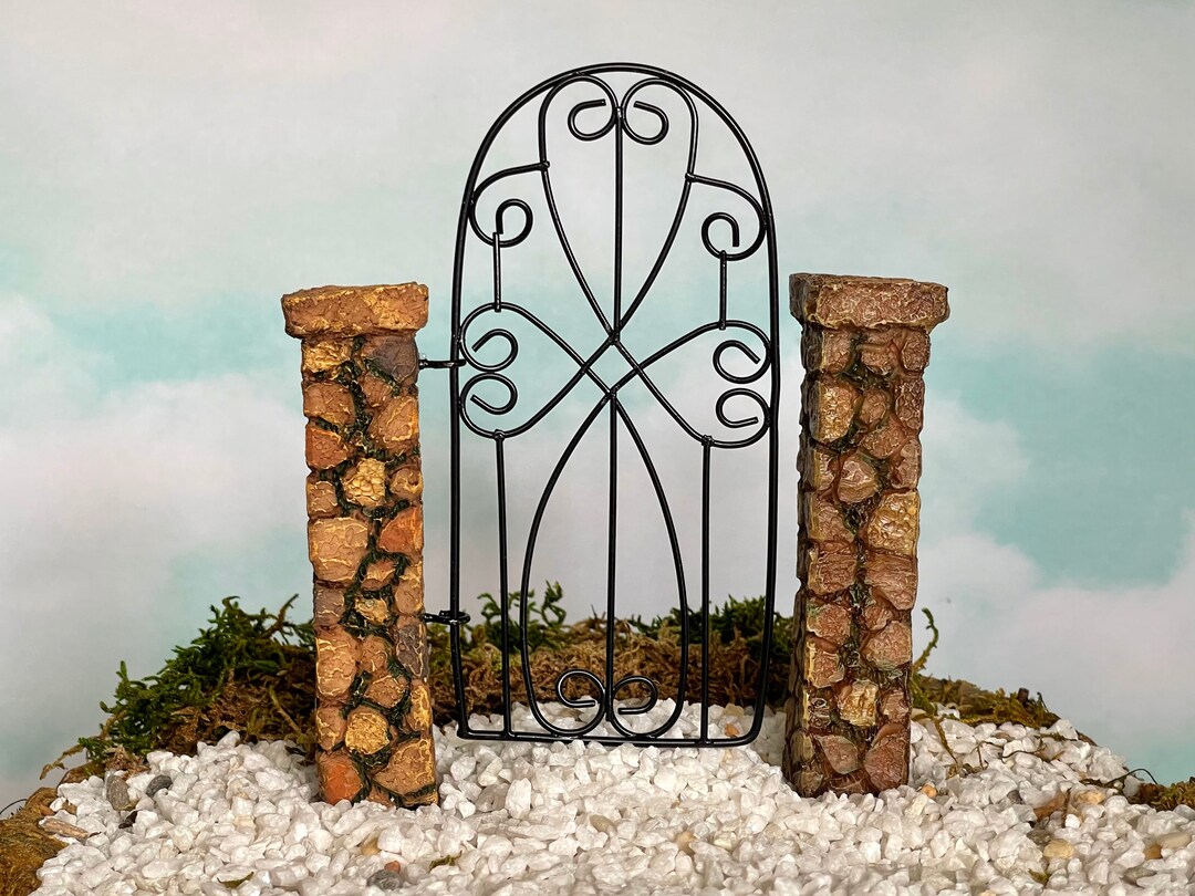 Miniature Fairy Garden Gate, Pillared Gate, Fairy Garden Accessories ...