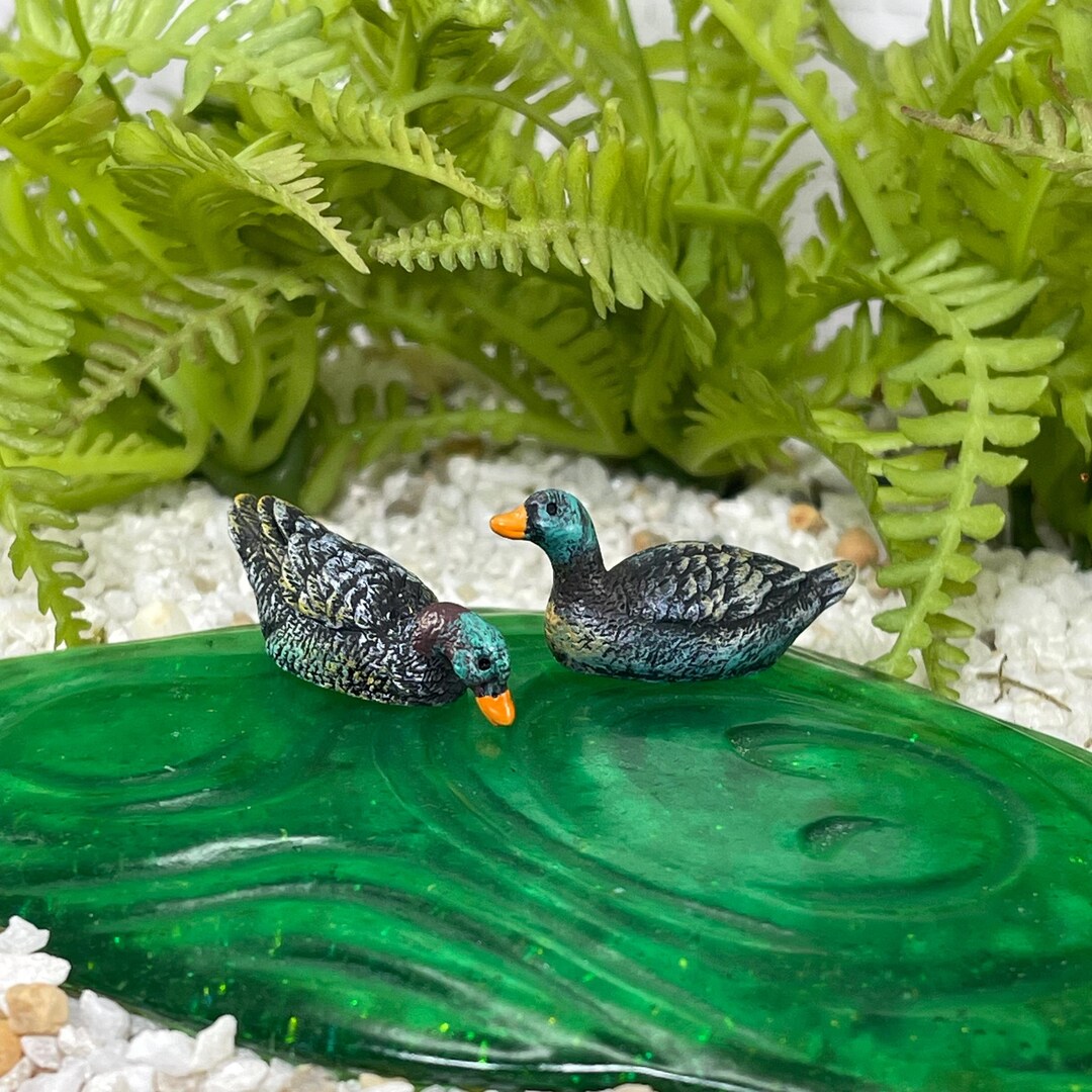Miniature Mallard Duck, Fairy Garden Accessories, Mini Figurine Diorama ...