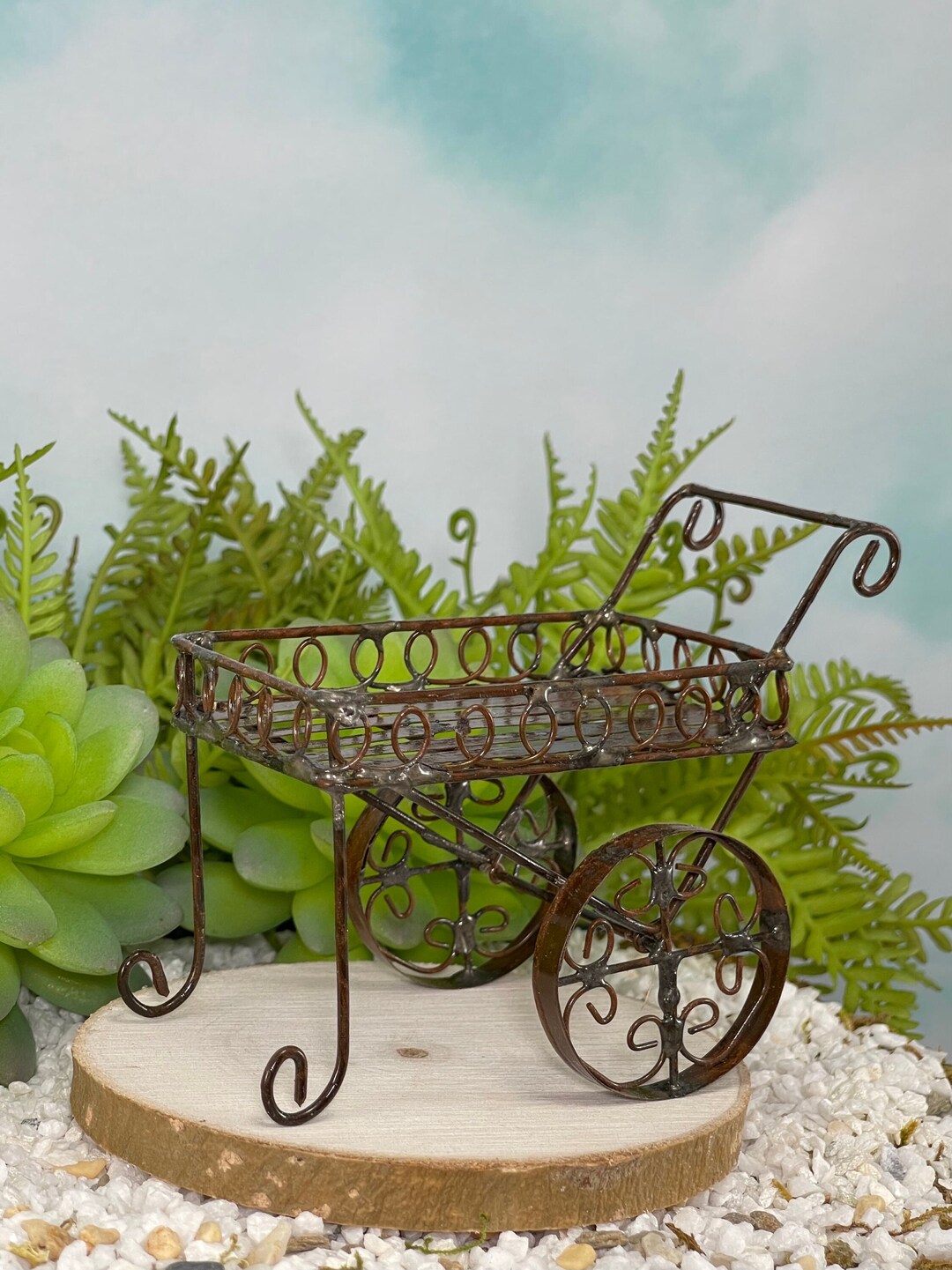 Miniature Tea Cart Miniature Flower Cart Fairy Garden - Etsy