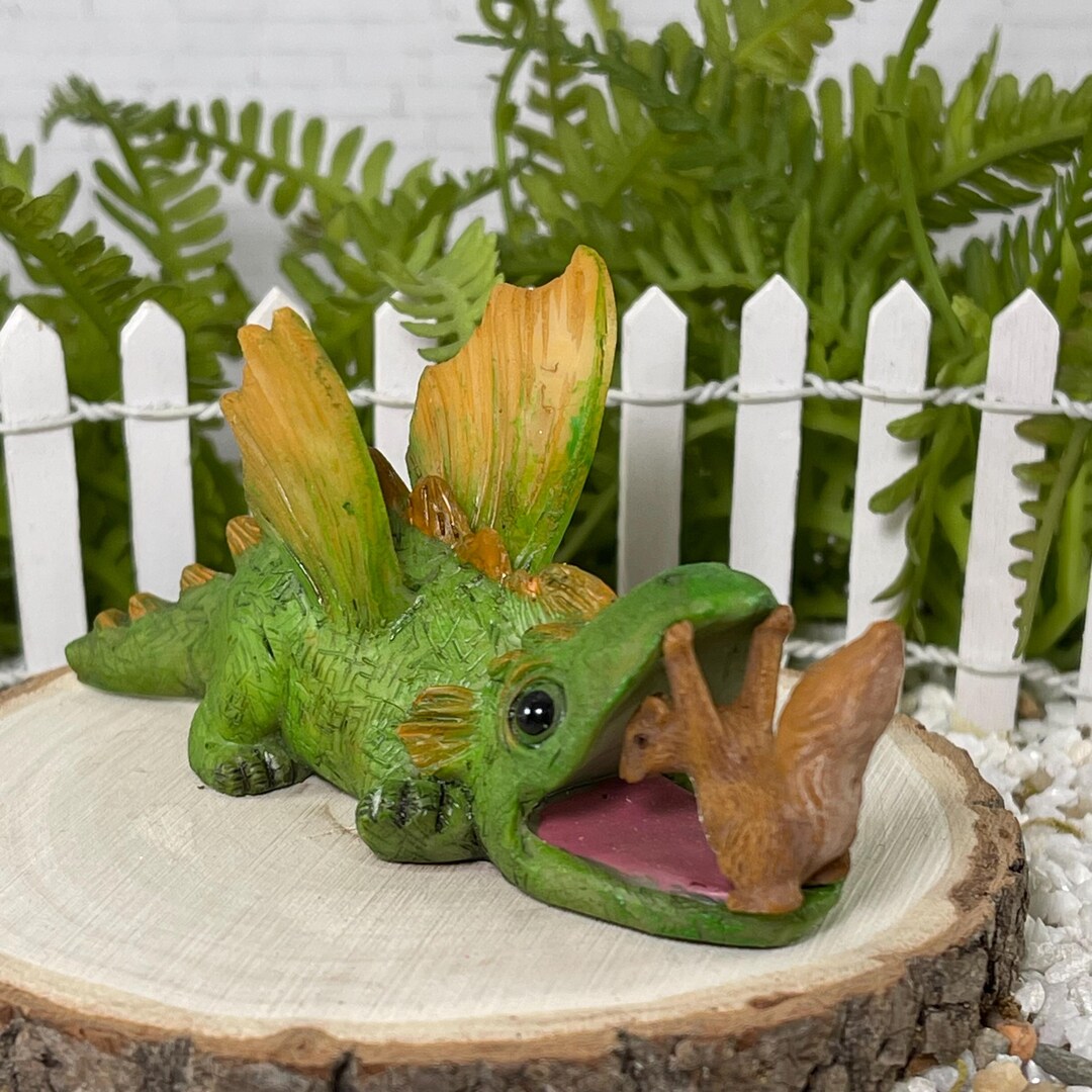 Fairy Garden Dragon With Squirrel, Miniature Dragon, Mini Dragon ...