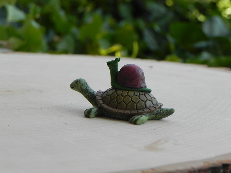Fairy Garden Turtle and Snail along for the ride miniature | Etsy