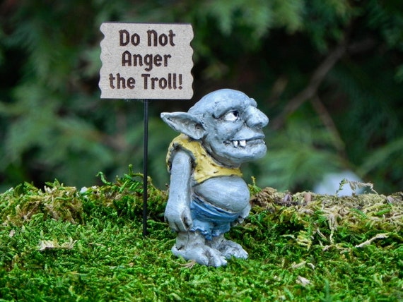 Miniature Troll Figurine Gribby Do Not Anger the Troll Sign - Etsy
