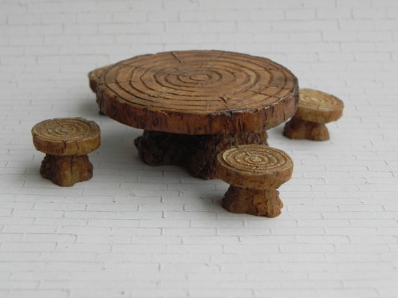 Fairy Garden Table Stools Set Miniature Woodland Table and | Etsy