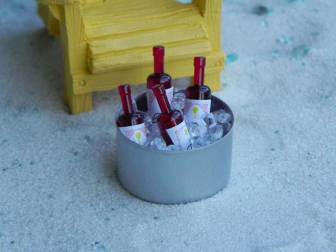 Miniature Wine Ice Bucket, Yellow Adirondack Chair, Beach Coastal ...