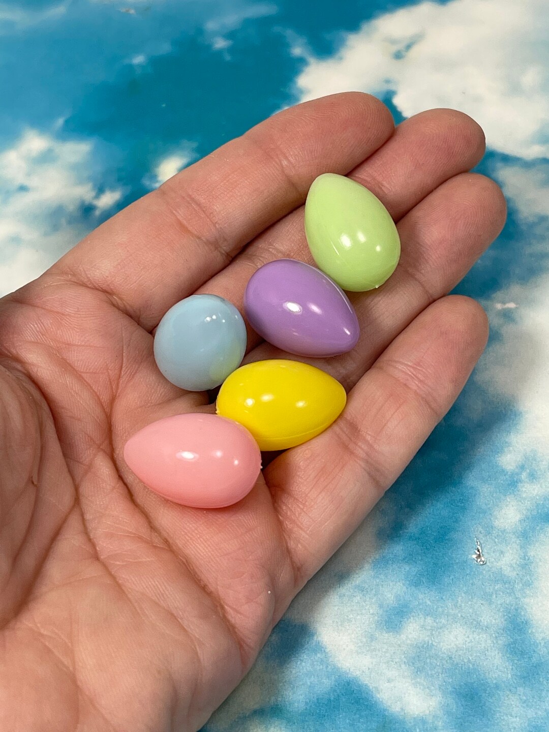 Miniature Easter Eggs 7/8" Hollow Soft Plastic Craft Supply Tiered Tray ...