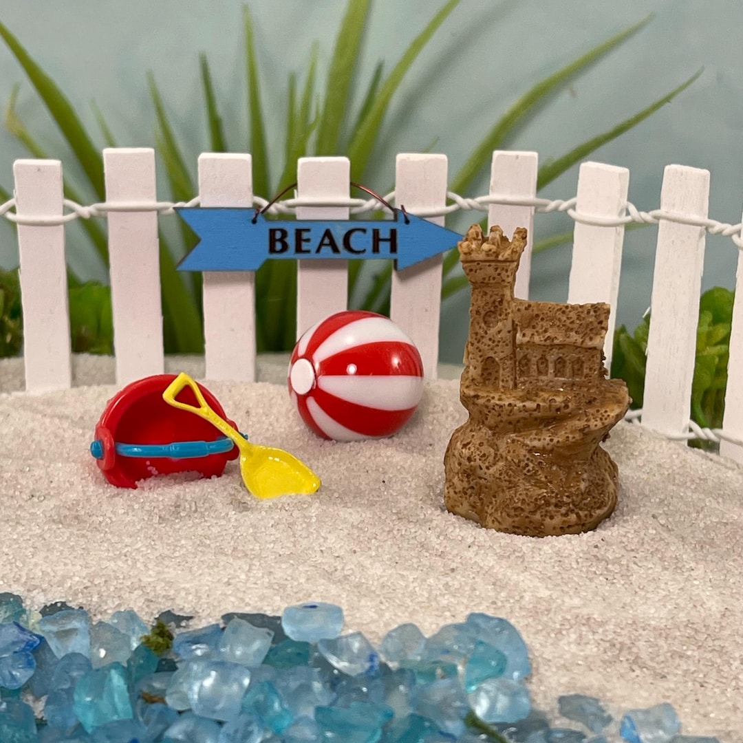 Beach Miniatures, Sand Castle, Fairy Garden Accessories, Mini Bucket ...