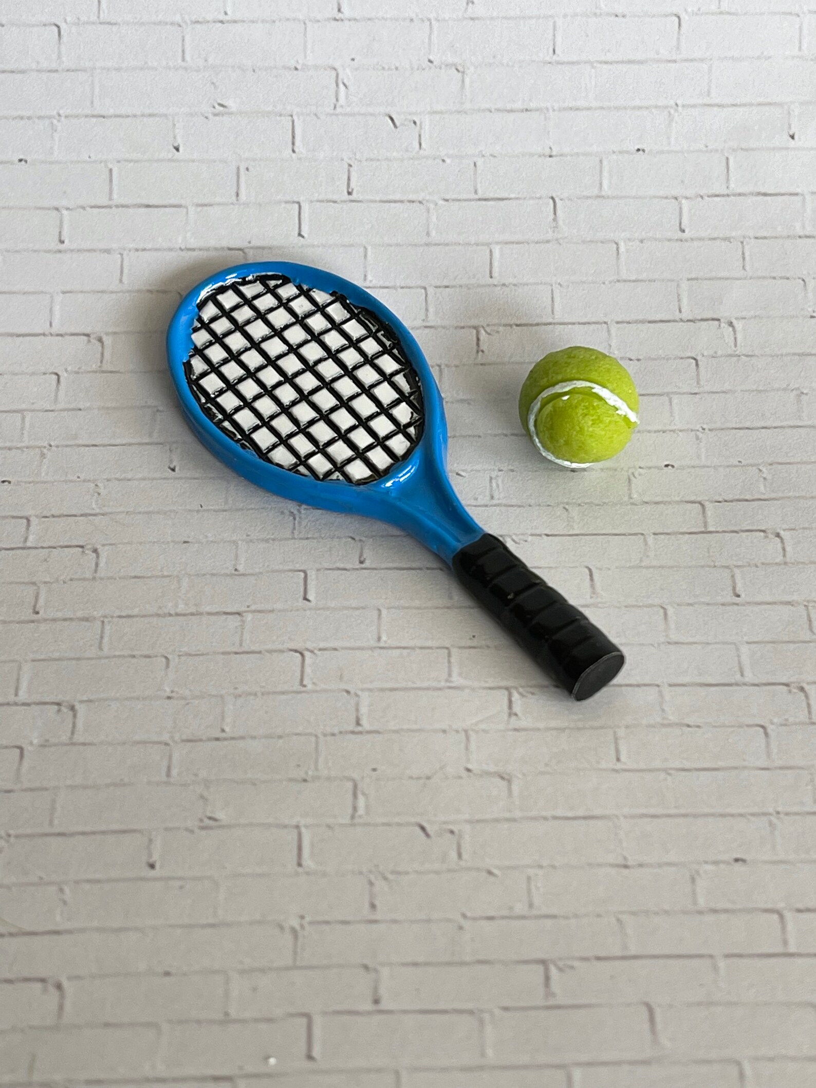 Miniature Tennis Racket Miniature Tennis Ball Dollhouse | Etsy