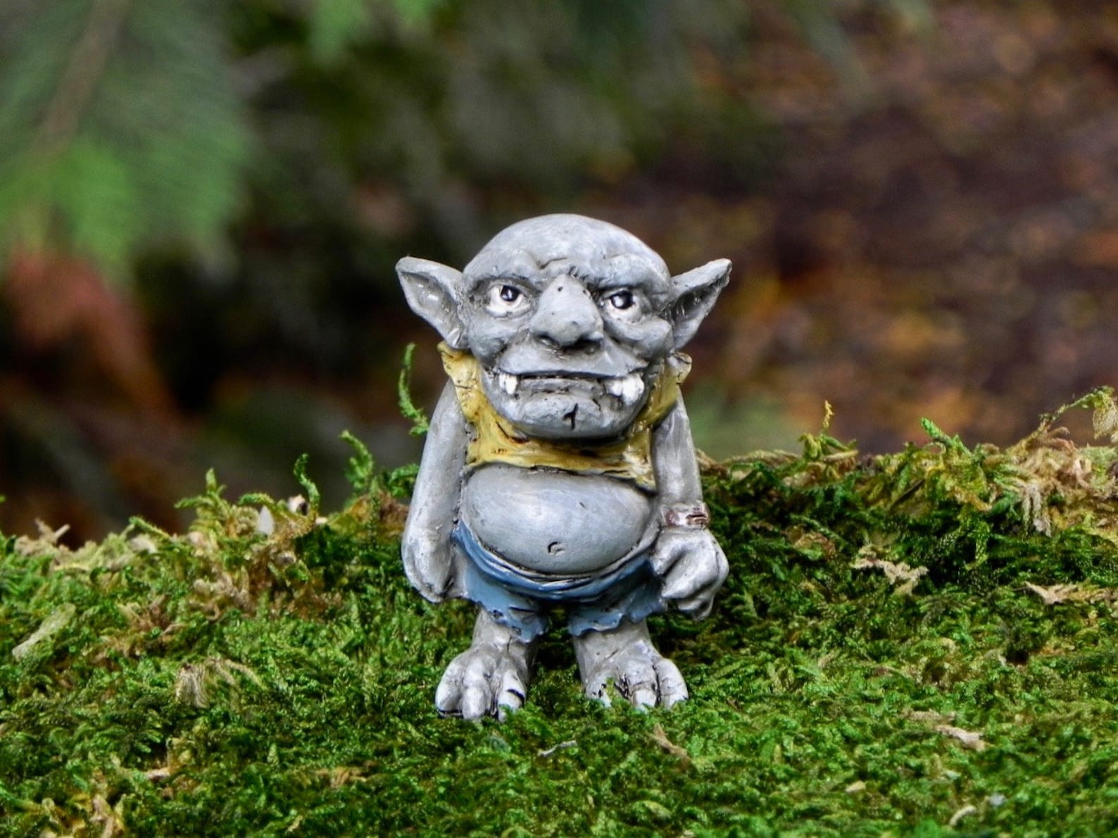 Miniature Troll Figurine Gribby, Do Not Anger the Troll! Sign, Fairy ...