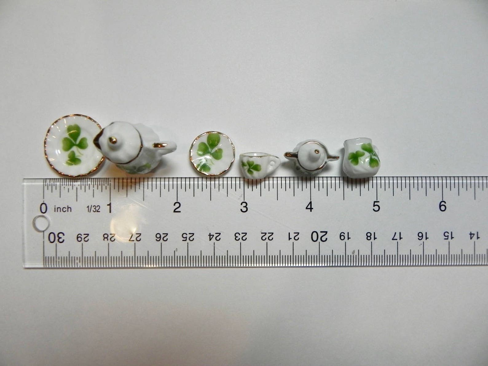 Miniature Shamrock Tea Set Mini Tea Cups St. Patrick's - Etsy