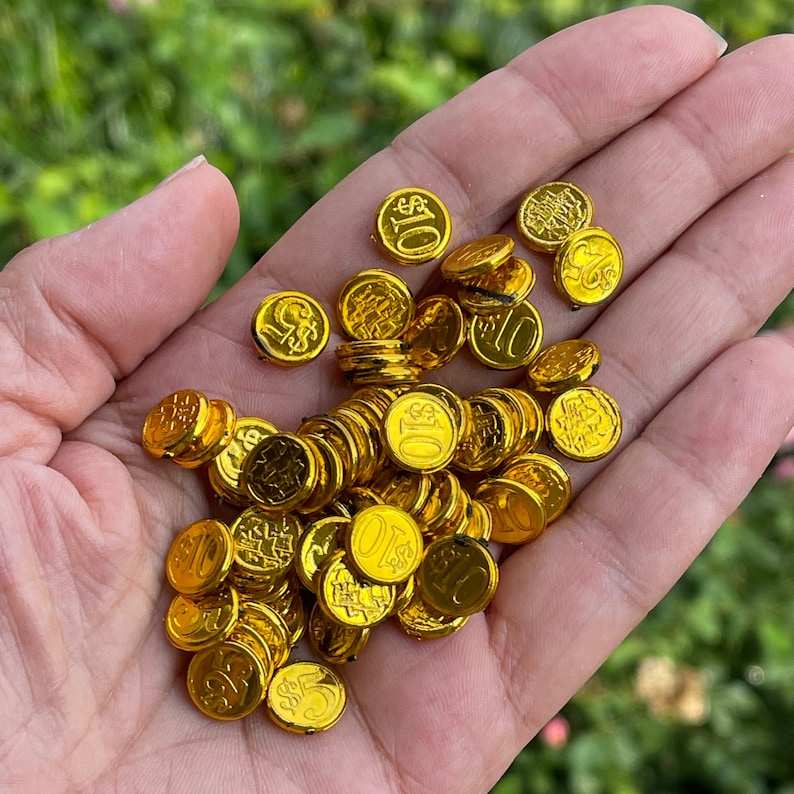 Miniature Gold Color Coins 1:6 Scale, Pirate Treasure, Leprechaun Coins ...
