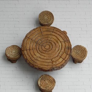 Fairy Garden Table Stools Set, Miniature Woodland Table and Stools, 5 ...