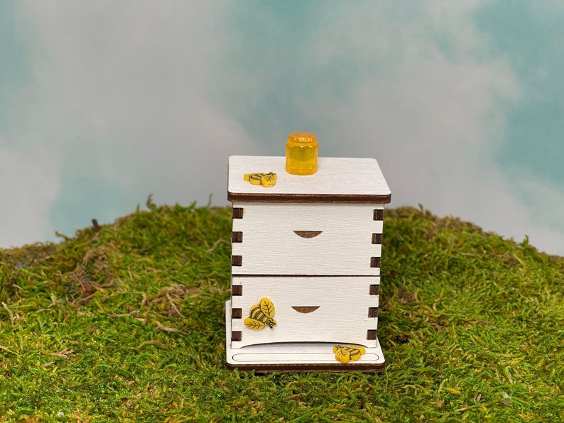 Miniature White Bee Hive Miniature Beehive Miniature Honey - Etsy