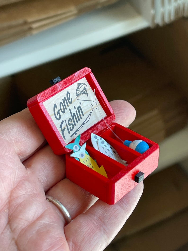 Miniature Fishing Tackle Box Nets White Fence Miniatures - Etsy