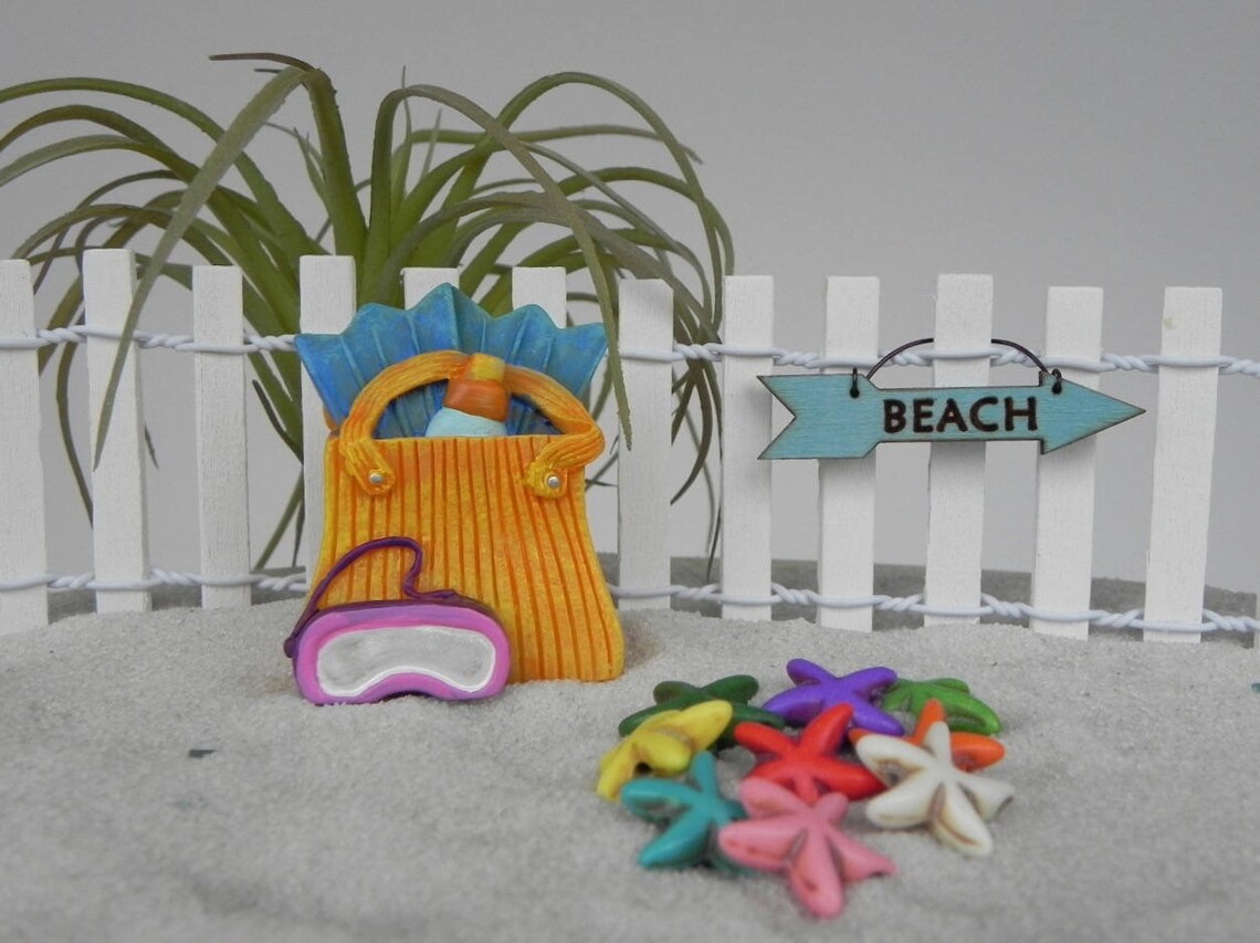 Miniature Beach Garden Accessories Beach Bag Flippers - Etsy