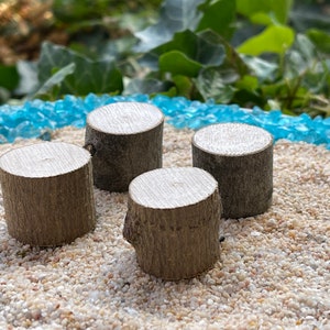 4 Mini Wood Stump, Real Wood, Miniature Wood Stumps, Diorama, Craft ...