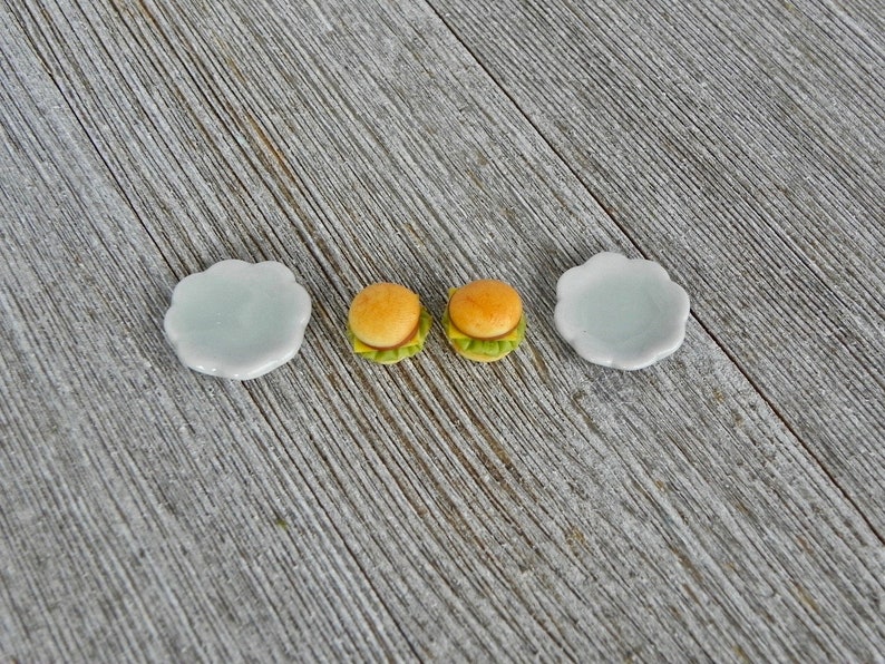Miniature Cheeseburger Cheese Burger Ceramic Plate, Accessory for Fairy ...