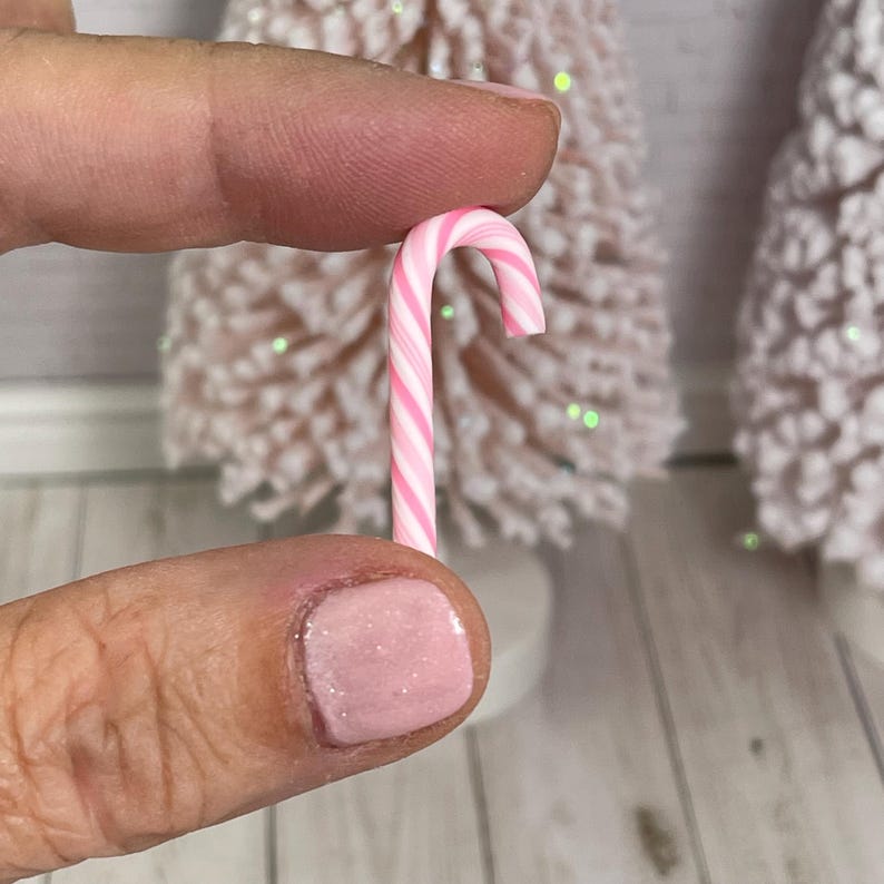 Miniature Pink Candy Canes, Mini Embellishments, Fake Cane Non-edible ...