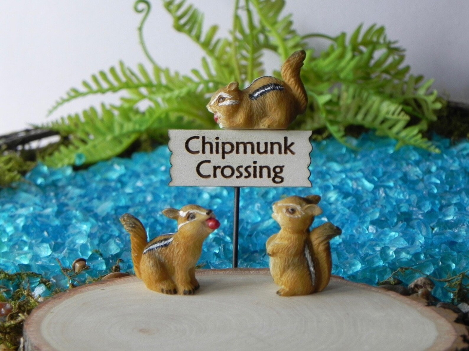 Miniature Chipmunks Figurine, Chipmunk Crossing Fairy Garden Sign ...