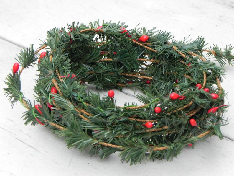 Miniature Garland Ming Pine Fir Garland Roping Pip Berries 3 FEET ...