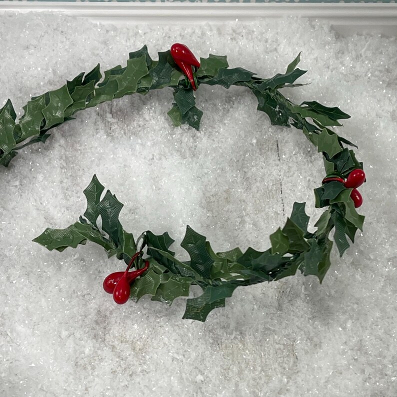 Miniature Artificial Holly Leaf Garland Roping Berries, Mini Floral ...
