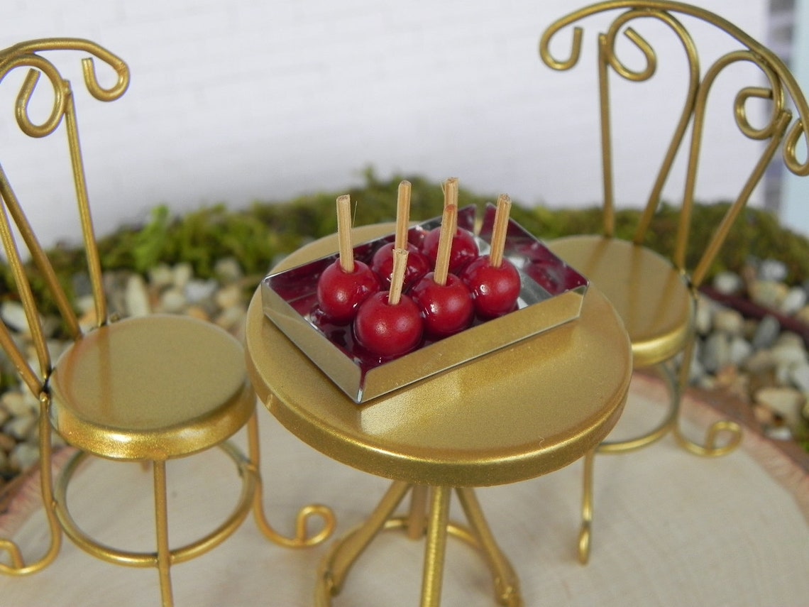 Miniature Candy Apples on Tray, Dollhouse Kitchen Miniatures, Fairy ...