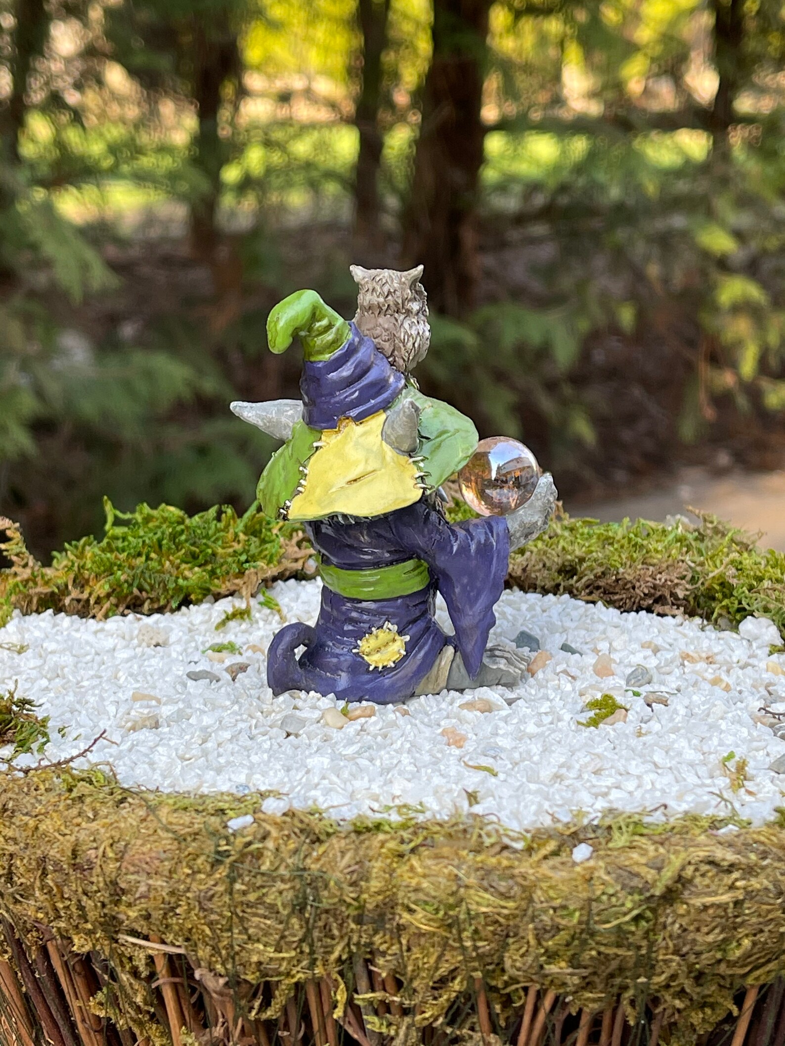 Miniature Wizard With Owl and Gazing Ball Fairy Garden - Etsy