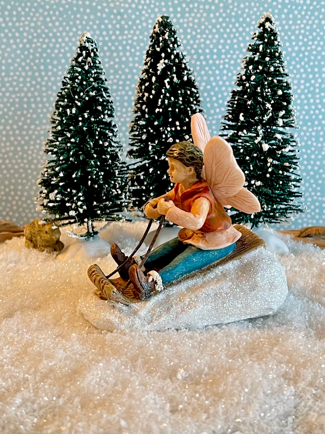 Miniature Toboggan Fairy Boy, Christmas Miniature Fairy Garden ...