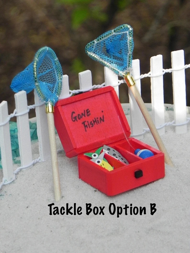 Miniature Fishing Tackle Box Nets White Fence Miniatures - Etsy