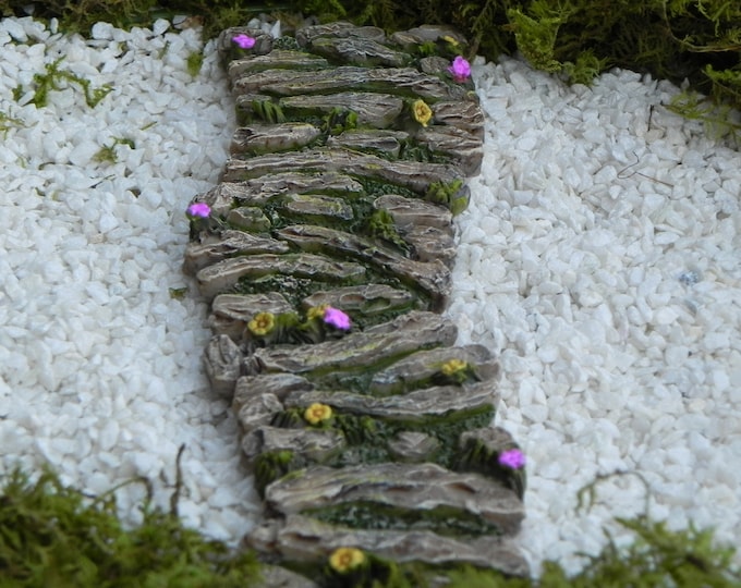 Fairy Garden Pathway, Stone and Wood Look Flower, Miniature Walkway ...