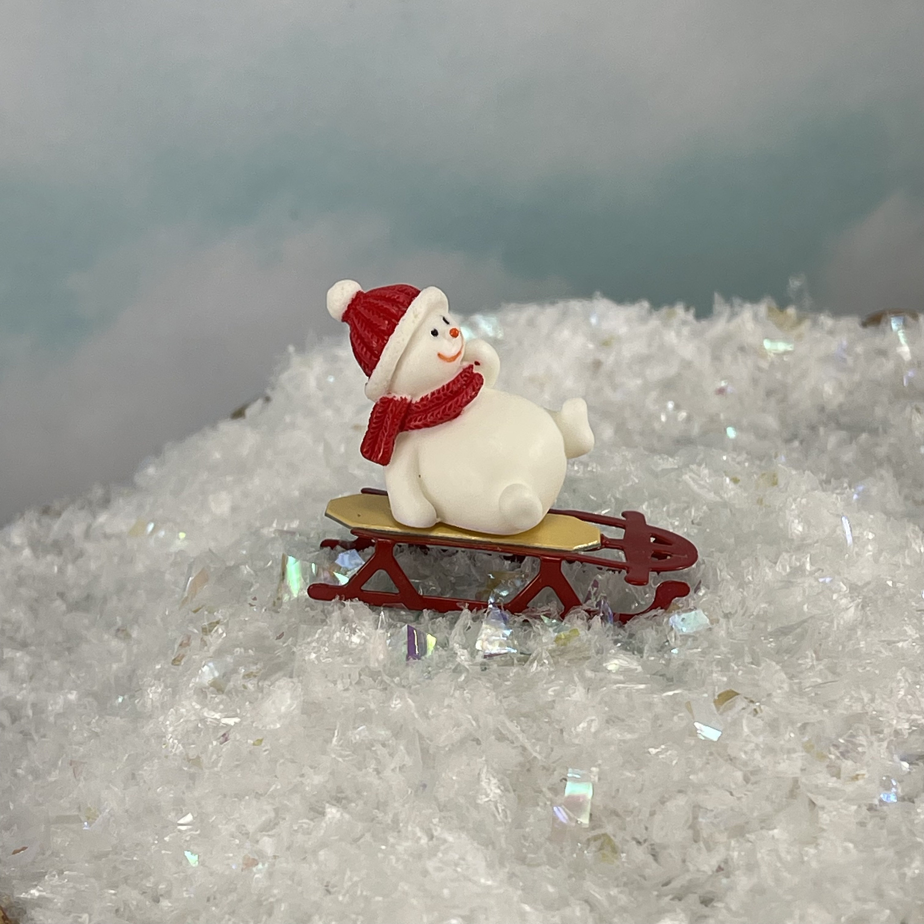 Miniature Sled Snowman Sleigh Figurine, Dollhouse Fairy Garden Mini ...