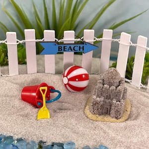 Beach Miniatures, Sand Castle, Fairy Garden Accessories, Mini Bucket ...