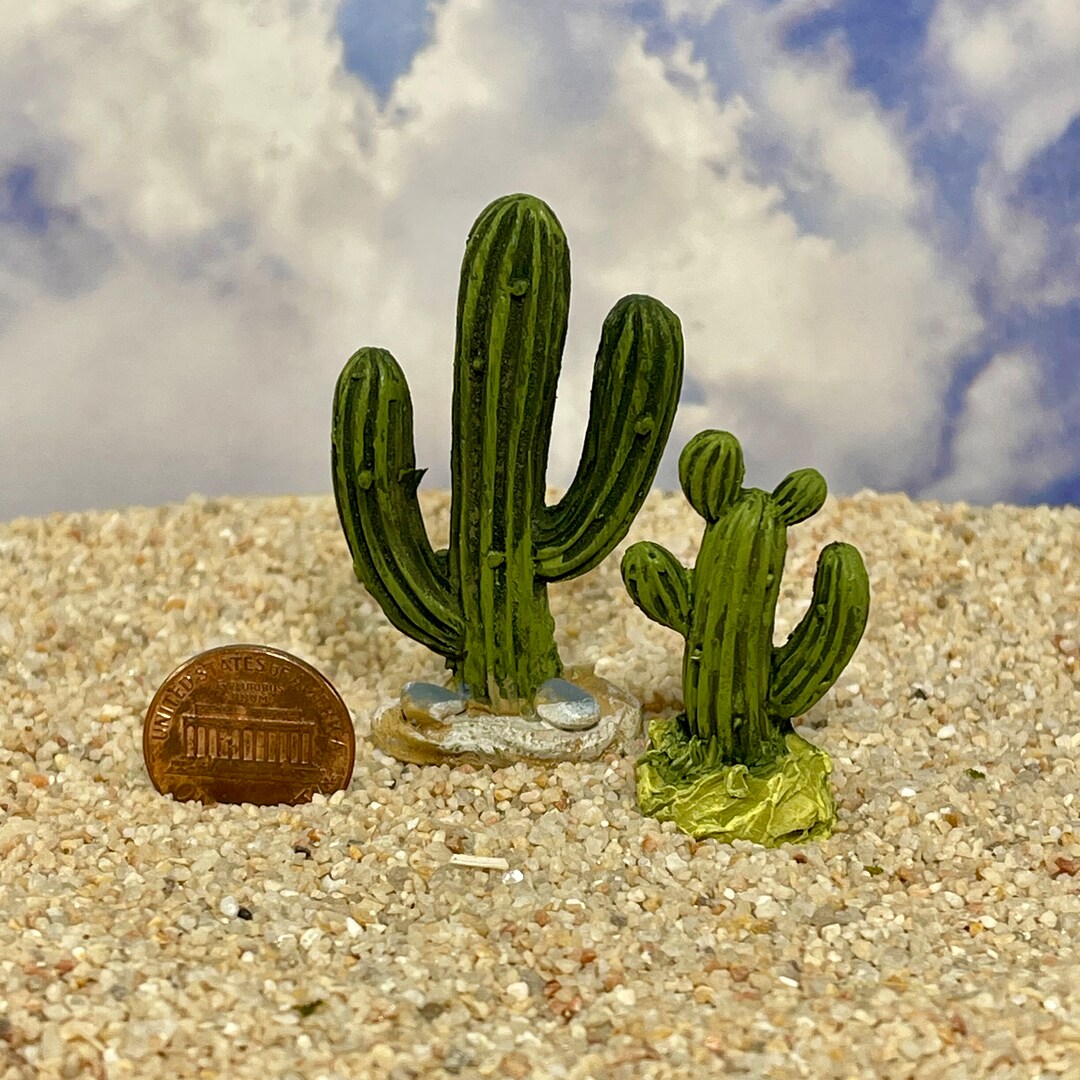 Miniature Cactus, SET of 2, Resin Minis, Terrarium Supply, Desert ...