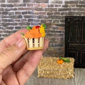 Miniature Harvest Basket, Fall Miniatures, Mini Bushel Basket, Autumn ...