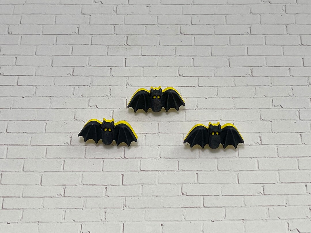 Miniature Bat Buttons, Shank Button, Tiny Black and Gold Bat, With or ...