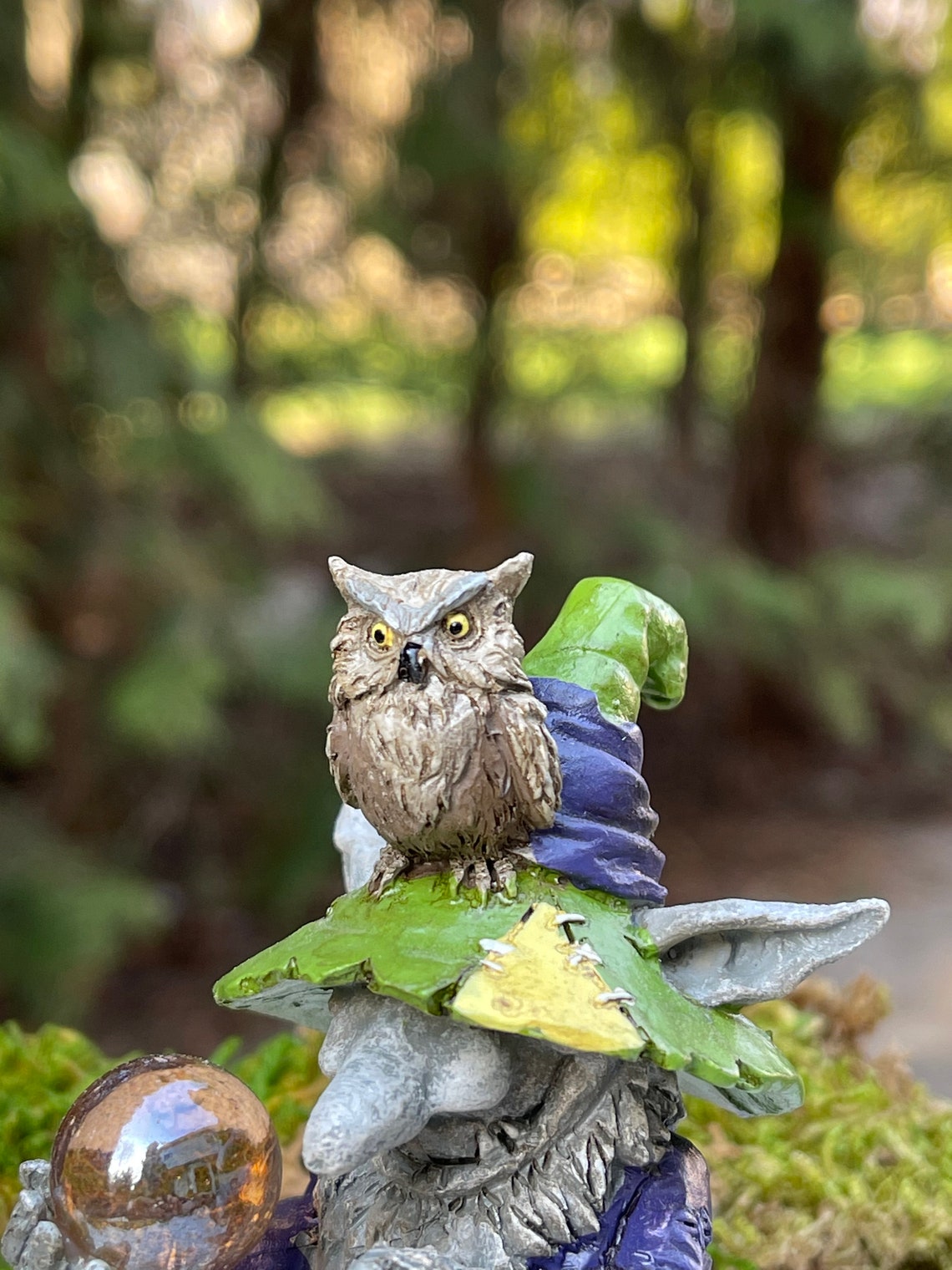 Miniature Wizard With Owl and Gazing Ball Fairy Garden - Etsy