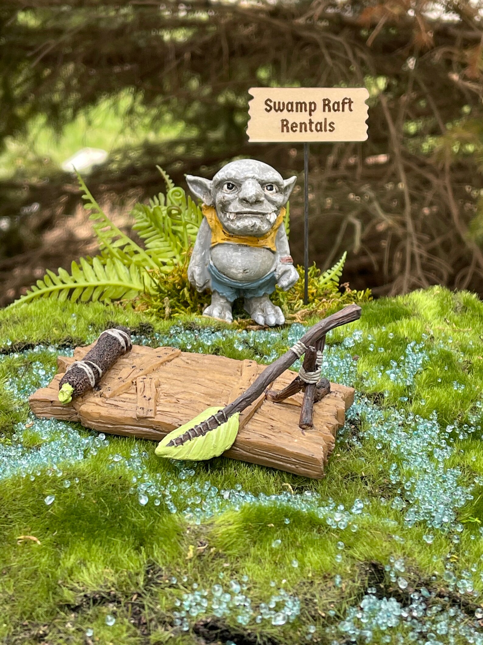 Miniature Swamp Raft, Miniature Troll, Miniature Sign, Fairy Garden ...