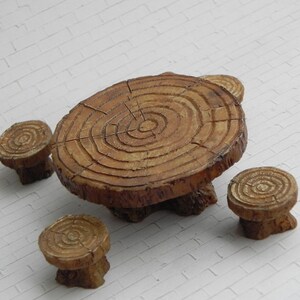 Fairy Garden Table Stools Set, Miniature Woodland Table and Stools, 5 ...