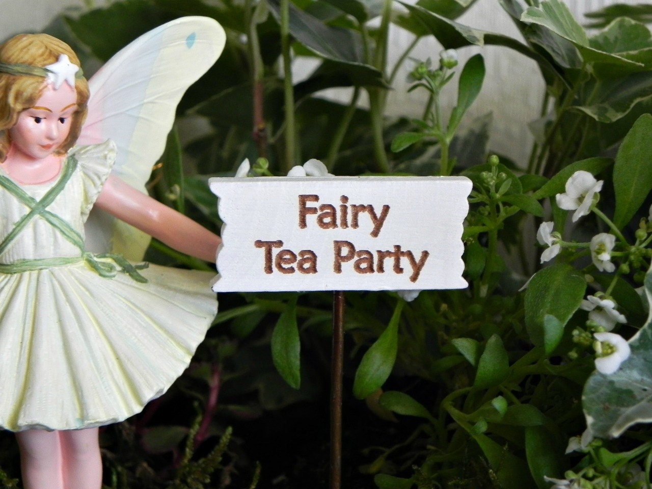 Fairy Garden Tea Set, Rose Tea Cups, Tea Pot, Miniature Handcrafted ...