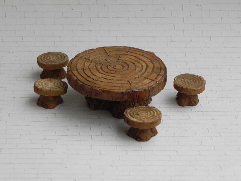 Fairy Garden Table Stools Set Miniature Woodland Table and | Etsy