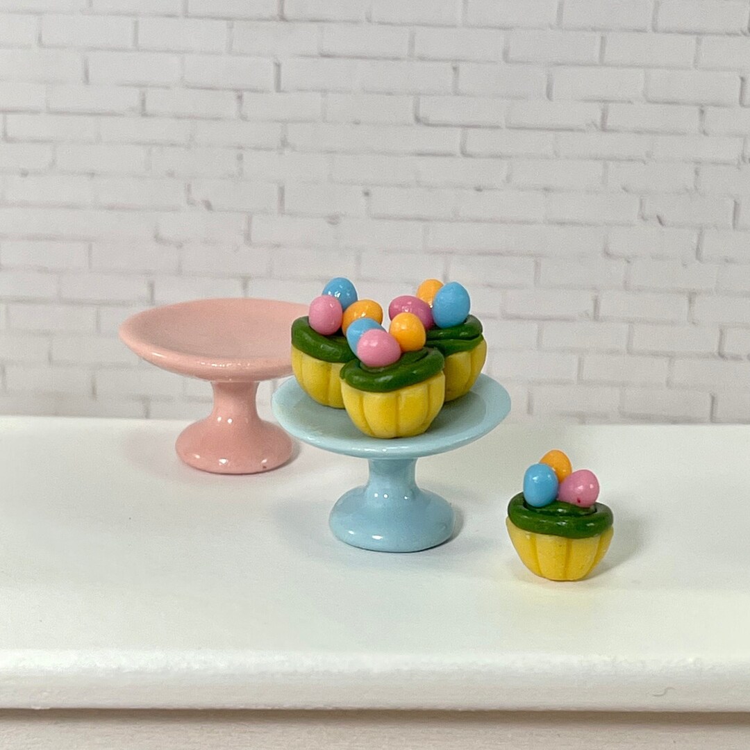 Miniature Easter Egg Cupcake, Mini Cake Plate, Cake Stand, Dollhouse ...