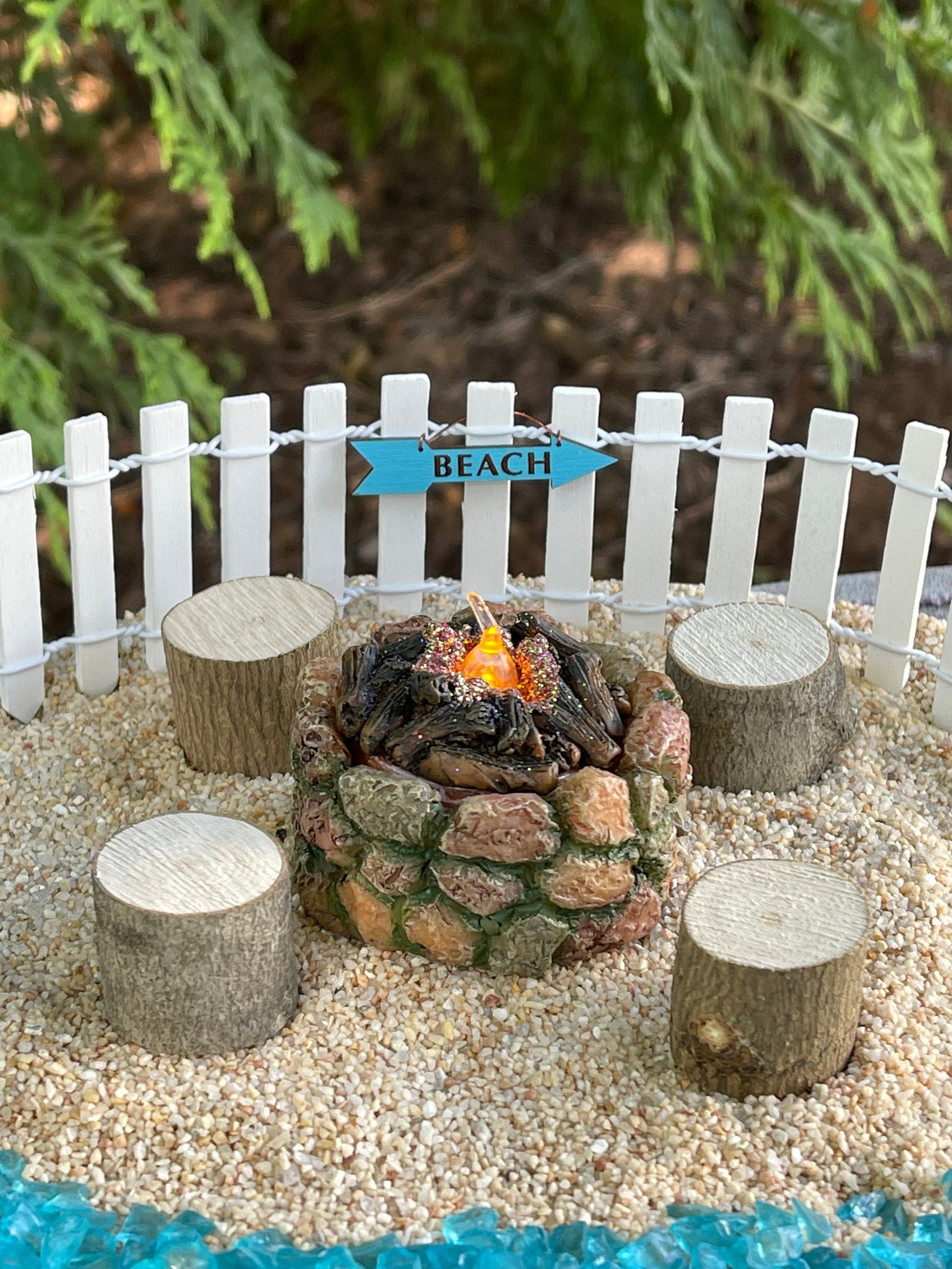 Fairy Garden Fire Pit, Miniature Firepit, LED Battery Operated ...