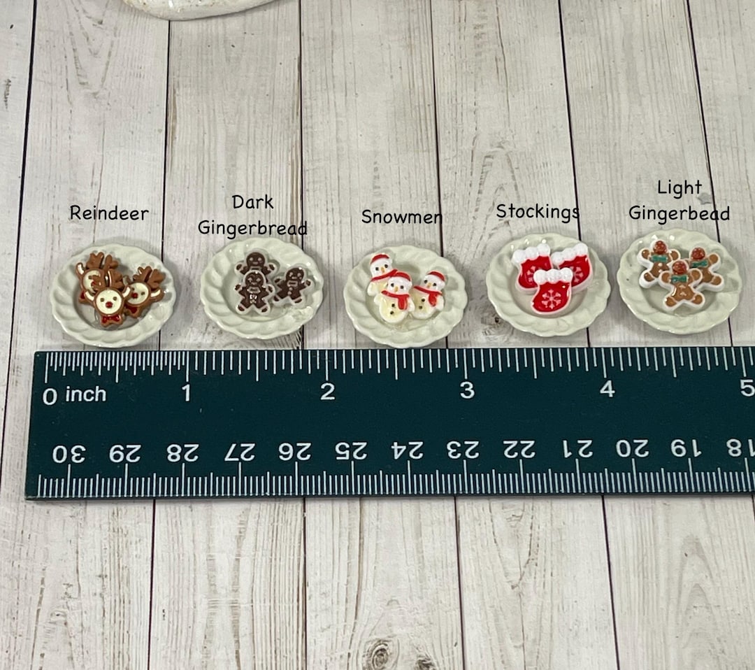 Miniature Christmas Cookies Plate, Non Edible, Stocking Reindeer Santa ...