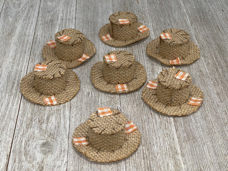 Miniature Scarecrow Hat, Burlap Hat, Doll Hat, Fall Miniatures, Tiered ...